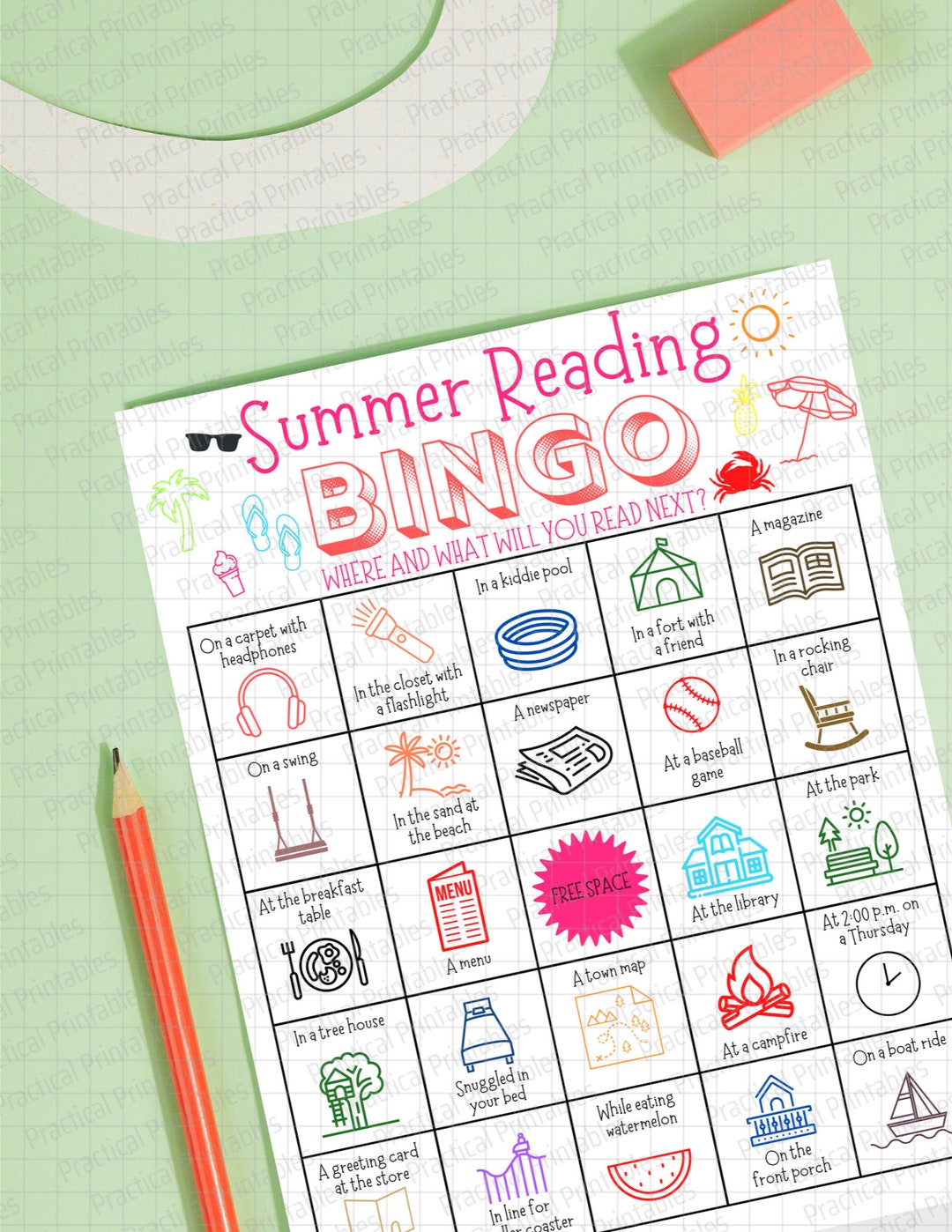 Summer Reading Bingo Game for Summer Reading Program, Summer Reading ...