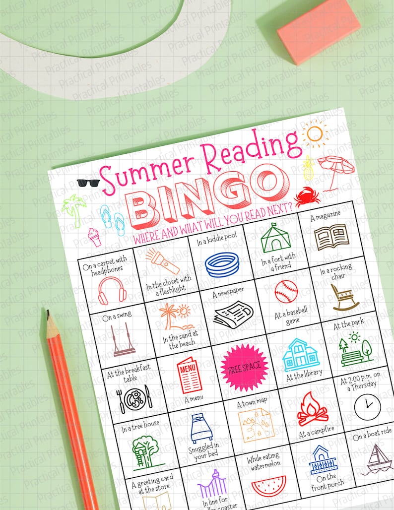DIGITAL DOWNLOAD - "summer Reading Bingo" Instant Download, Summer ...