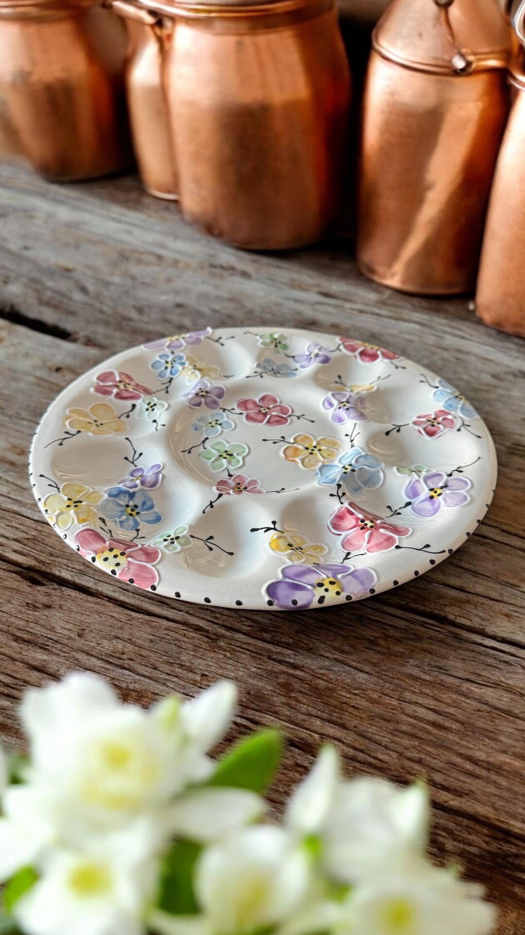 Hand Painted,ceramic, Devilled Egg Plate. A Beautiful Tray Perfect for ...