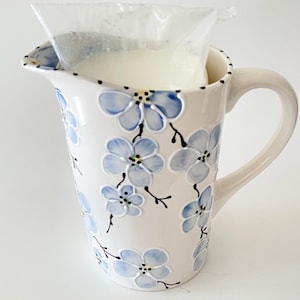 Hand Painted Ceramic Pitcher for Milk, Ceramic Milk Bag Holder, Ceramic ...