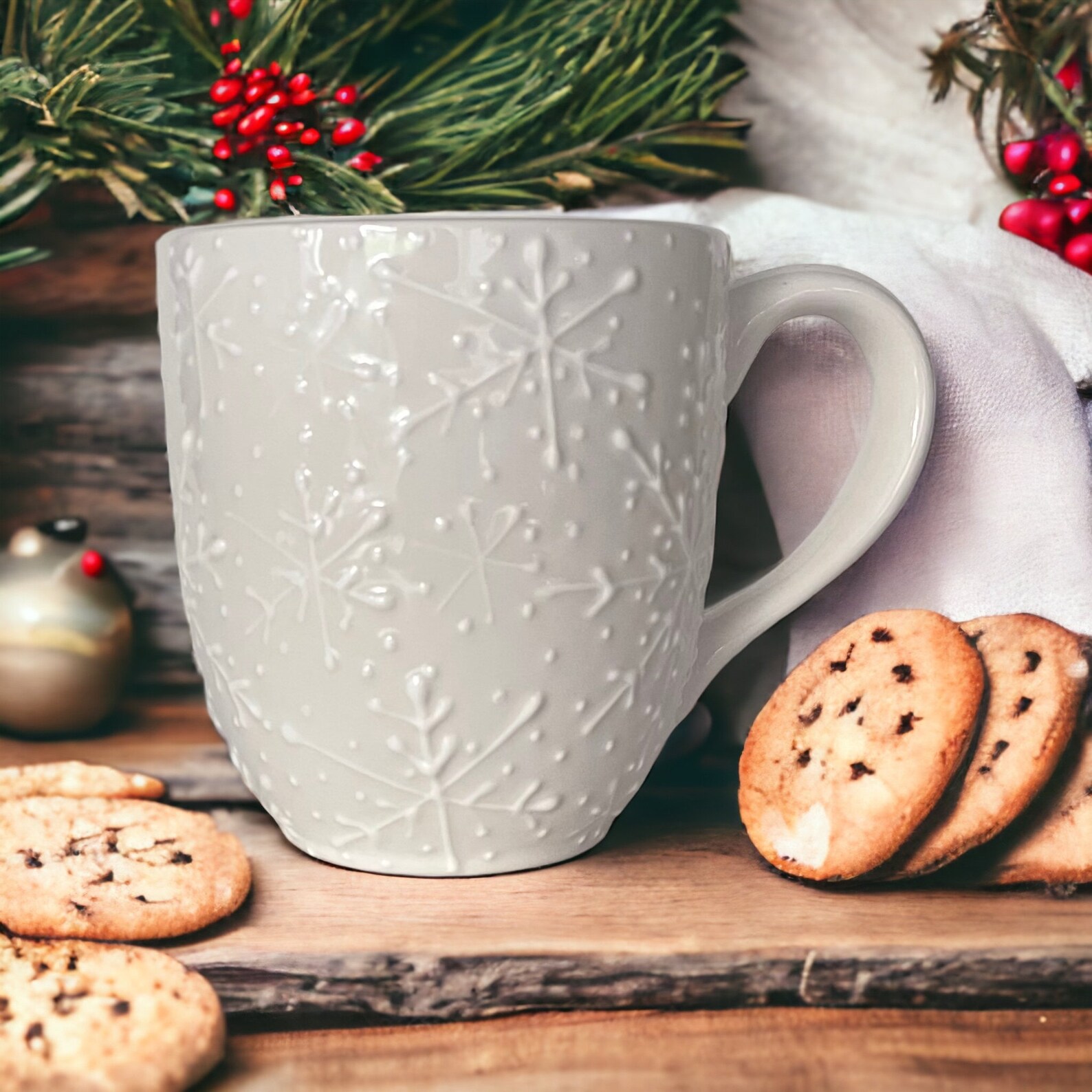 Hand Painted Snowflake Mug: Oversized Winter Coffee Mug, Xmas Gift - Etsy