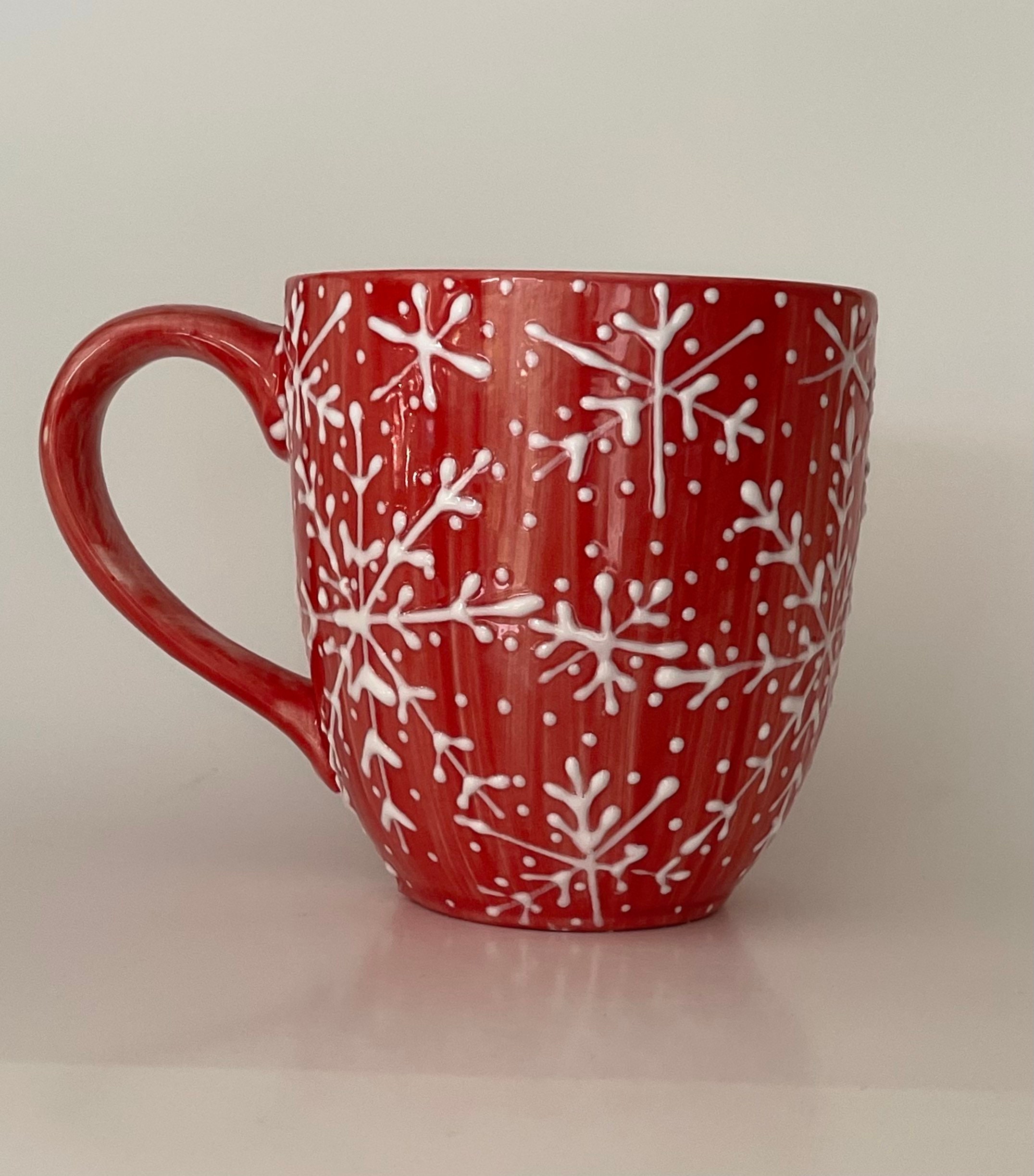Big Xmas Mug Xmas Mugs With Snowflake Designs Hand Painted - Etsy