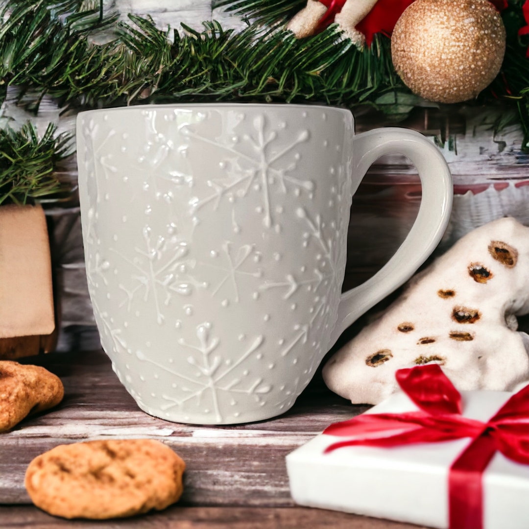 Hand Painted Snowflake Mug: Oversized Winter Coffee Mug, Xmas Gift - Etsy