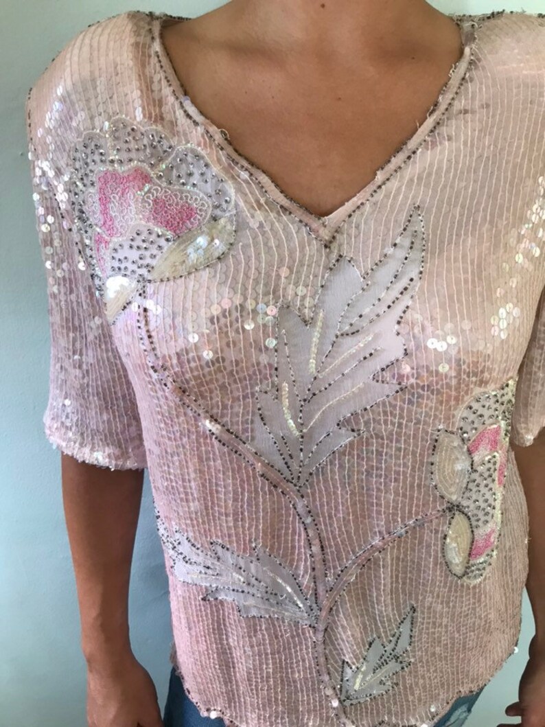 Blush Sequined Top - Etsy