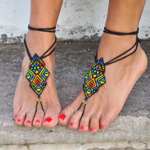 Rainbow Barefoot Sandals,native American Jewelry, Peyote Bracelet ...
