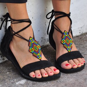 Rainbow Barefoot Sandals,native American Jewelry, Peyote Bracelet ...