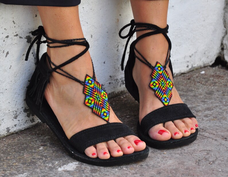 Rainbow Barefoot Sandals,native American Jewelry, Peyote Bracelet ...