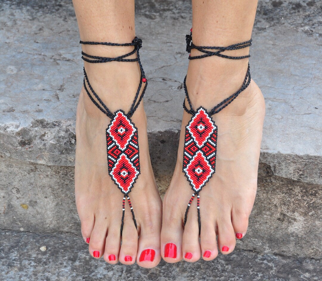 Peyote Barefoot Sandals,native American Jewelry, Mexican Folk Art ...