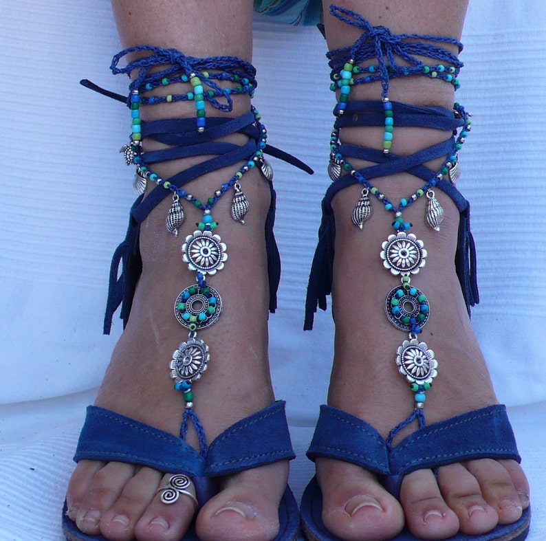 AQUARIUM MANDALA Barefoot SANDALS Foot Jewelry Hippie Sandals - Etsy