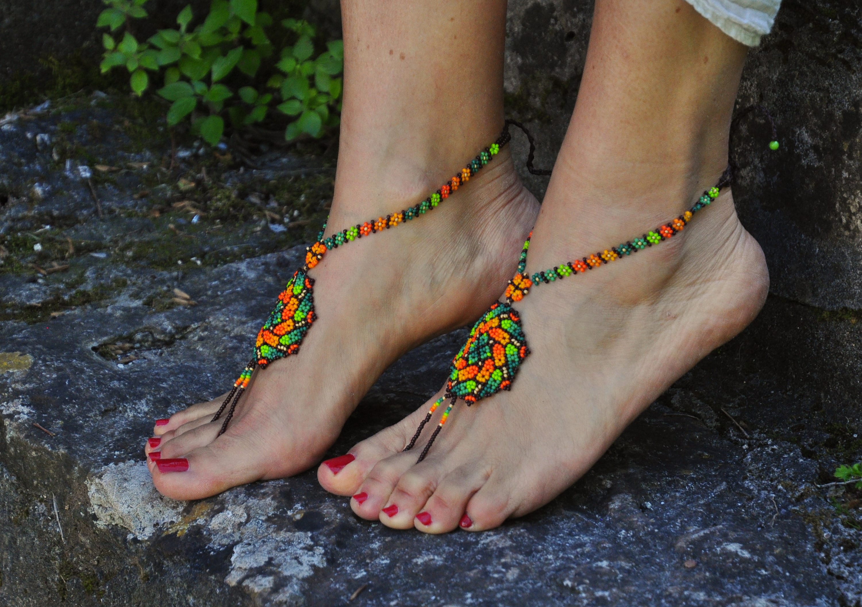 Native American Barefoot Sandalshuichol Mandalamexican Folk - Etsy UK