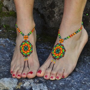 Native American Barefoot Sandals,huichol Mandala,mexican Folk Art,beach ...