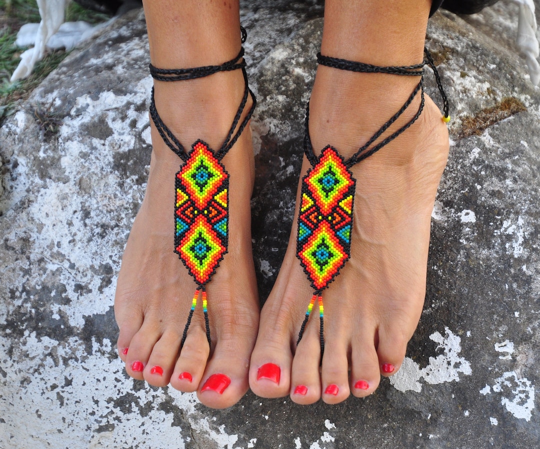 Peyote Barefoot Sandals,native American Jewelry, Mexican Folk Art ...
