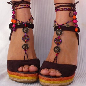 BUDDHA MANDALA BAREFOOT Sandals Foot Jewelry Hippie Sandals Toe Anklet ...