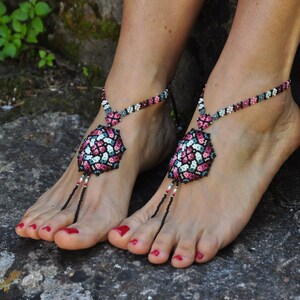 Native American Barefoot Sandals,huichol Mandala,mexican Folk Art,beach ...