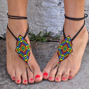 Rainbow Barefoot Sandals,native American Jewelry, Peyote Bracelet ...