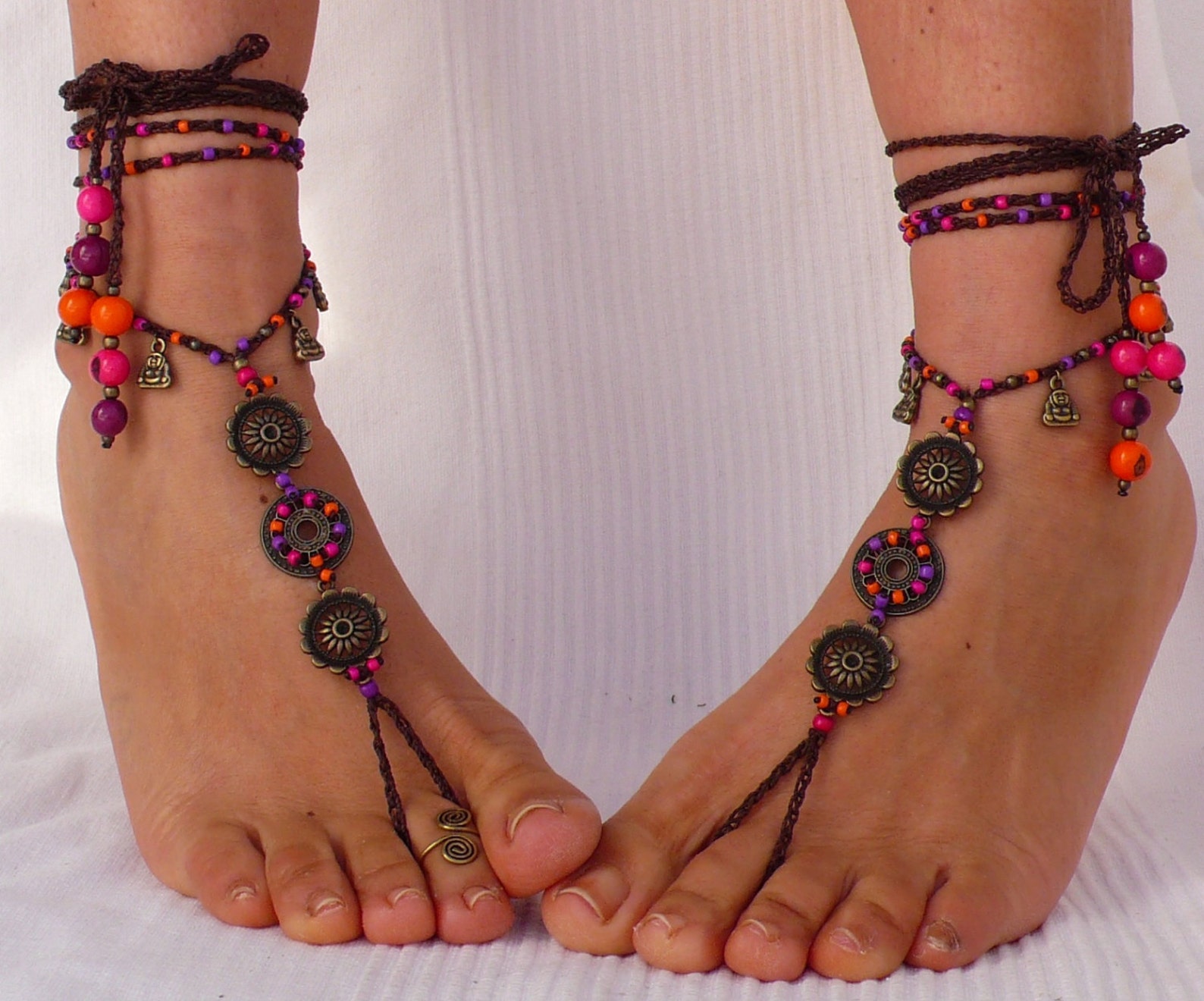 BUDDHA MANDALA BAREFOOT Sandals Foot Jewelry Hippie Sandals | Etsy