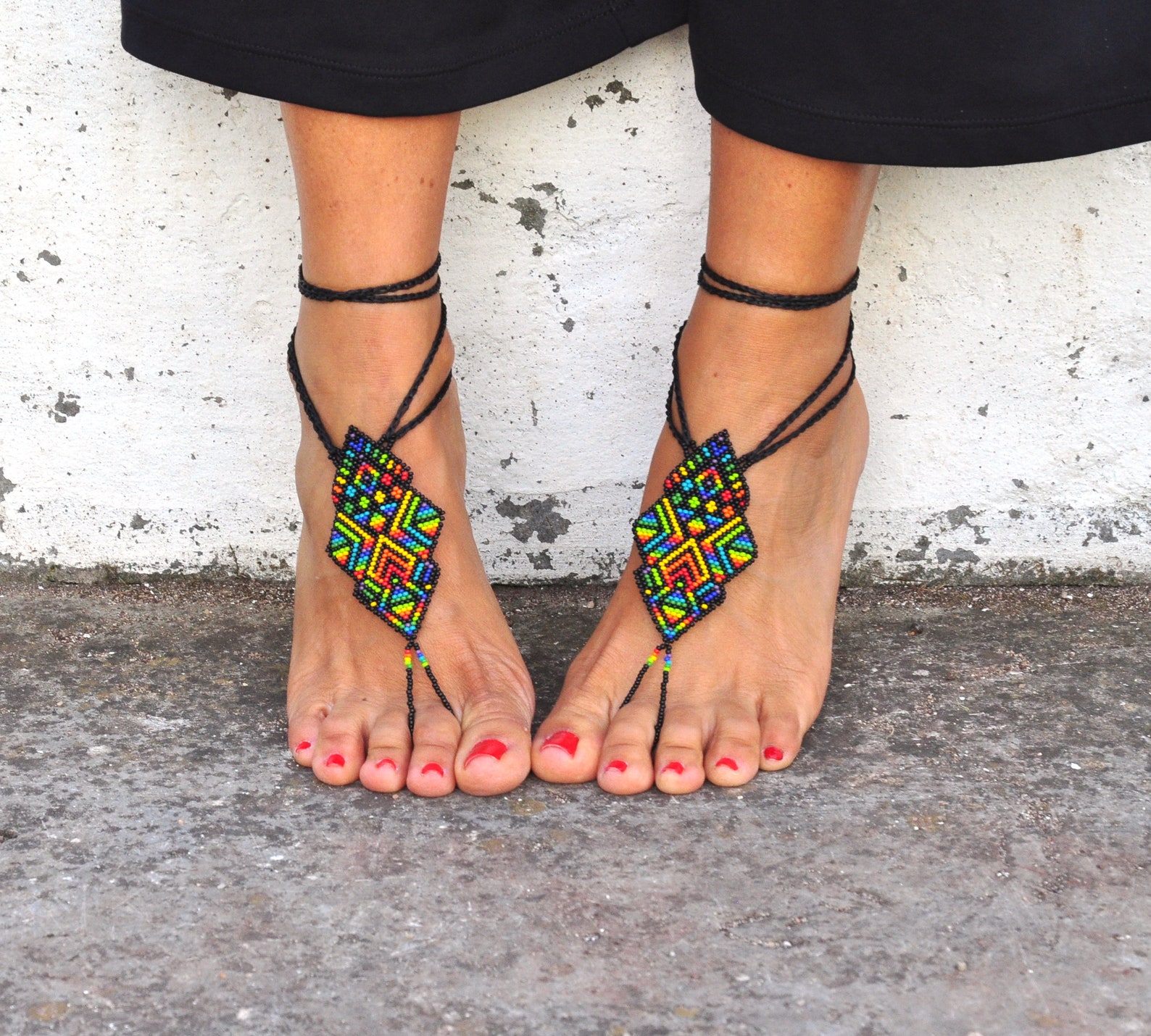 Rainbow Barefoot Sandals,native American Jewelry, Peyote Bracelet ...