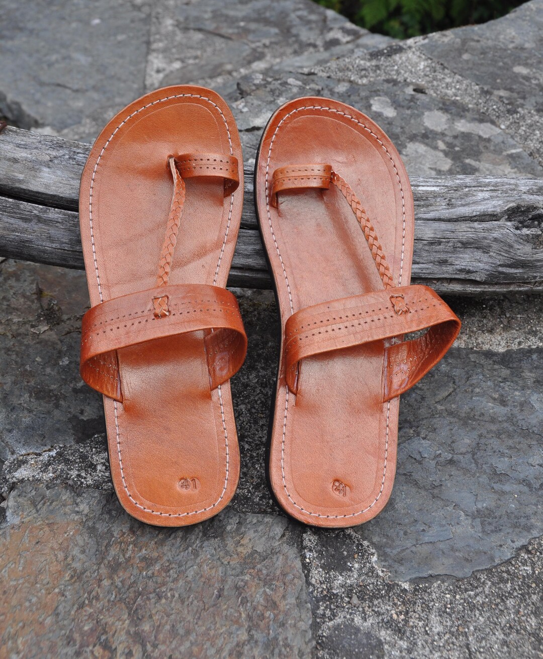 Tan Leather Sandals, Man Sandals, Toe Ring Sandals, Brown Sandals, Flat ...