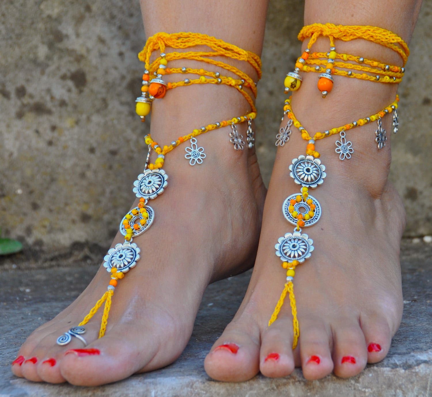 SOLAR PLEXUS CHAKRA Mandala Barefoot Sandals Yellow Foot | Etsy