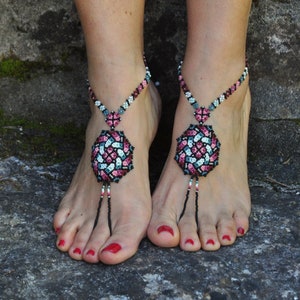 Native American Barefoot Sandals,huichol Mandala,mexican Folk Art,beach ...