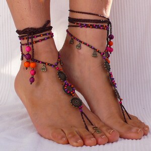 BUDDHA MANDALA BAREFOOT Sandals Foot Jewelry Hippie Sandals Toe Anklet ...