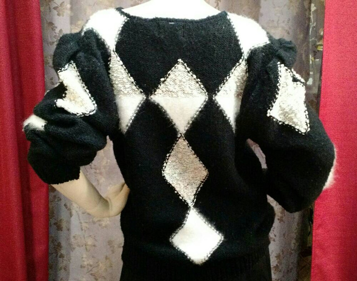Vintage 1980s Jester Harlequin Angora Wool Acrylic Sweater - Etsy
