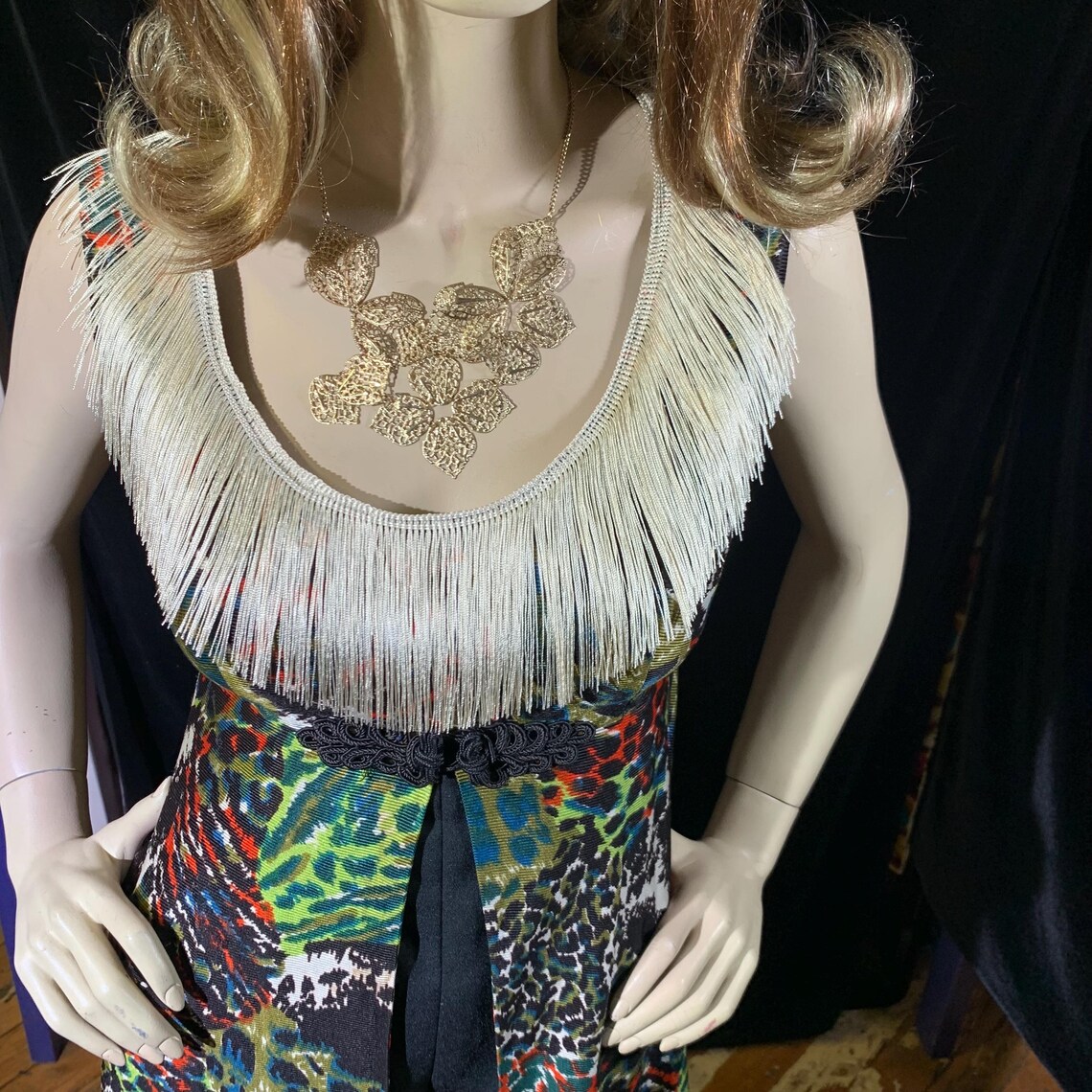 Vintage 1960s/ “belvera Fashions” Sydney/ Fringe Trim/ Psychedelic ...