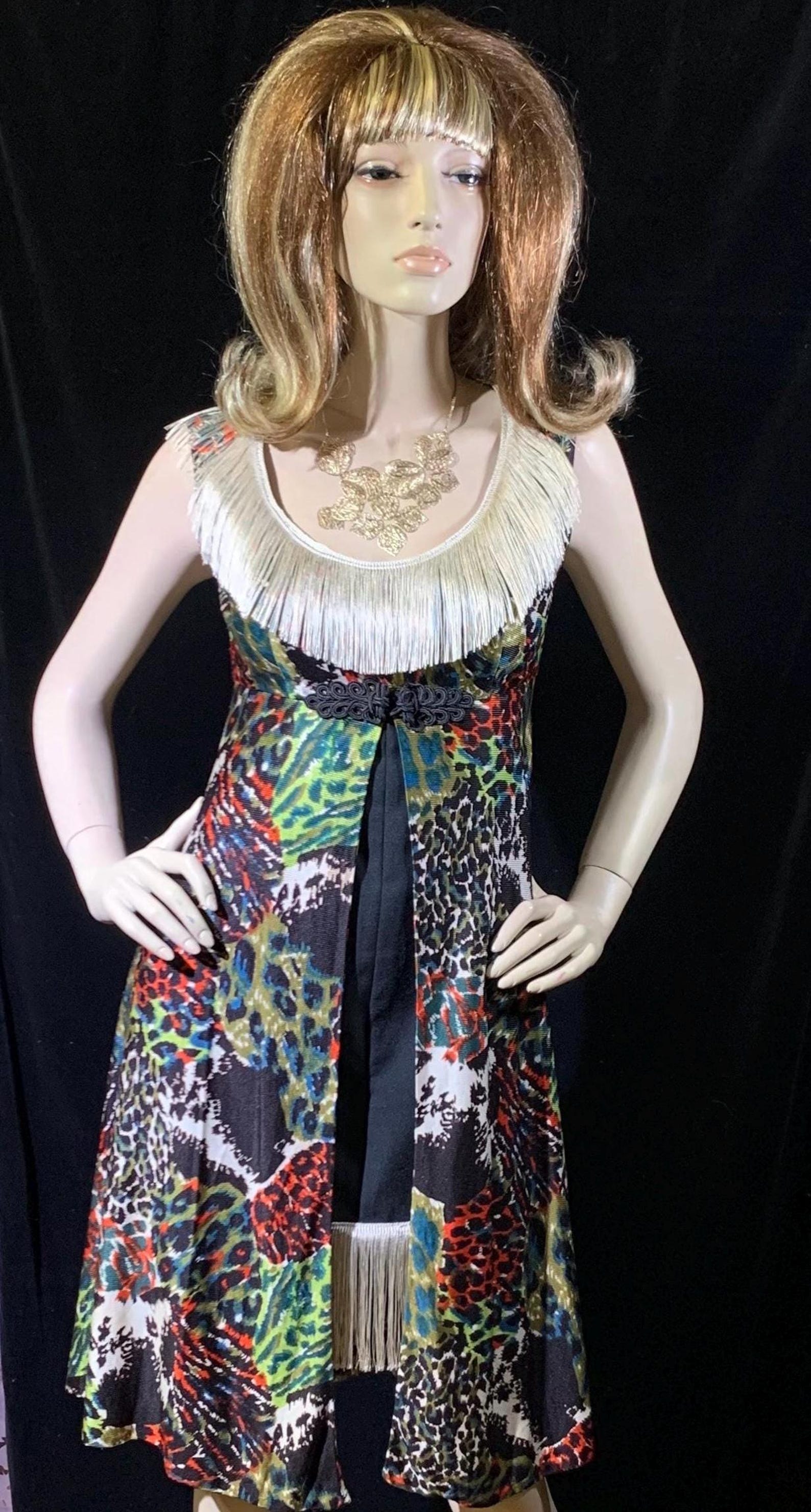 Vintage 1960s/ “belvera Fashions” Sydney/ Fringe Trim/ Psychedelic ...