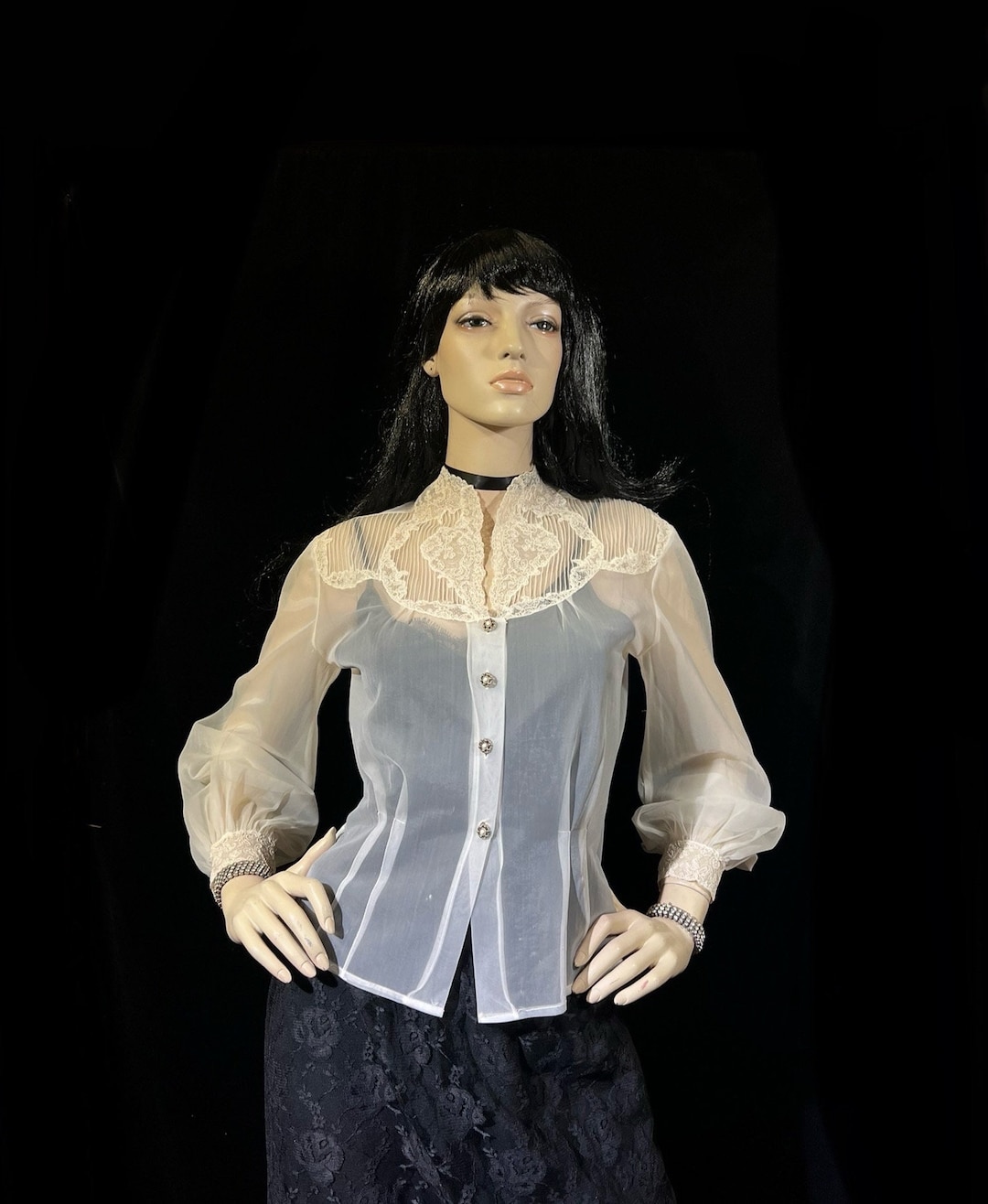 Vintage 1950s Sheer Nylon Blouse With Handmade Alcon Lace - Etsy