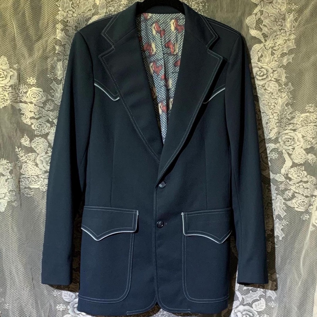 Vintage 1970s/ “ Lee “/ Western Blazer/ Dressage English Horse Print ...