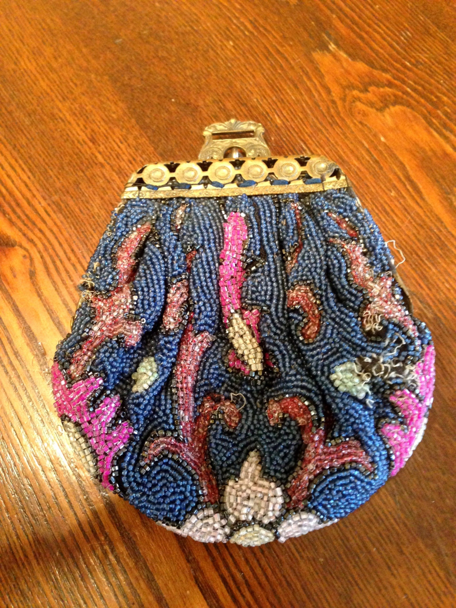 Antique Victorian/edwardian Chatelaine Style Beaded Purse W/art Deco ...
