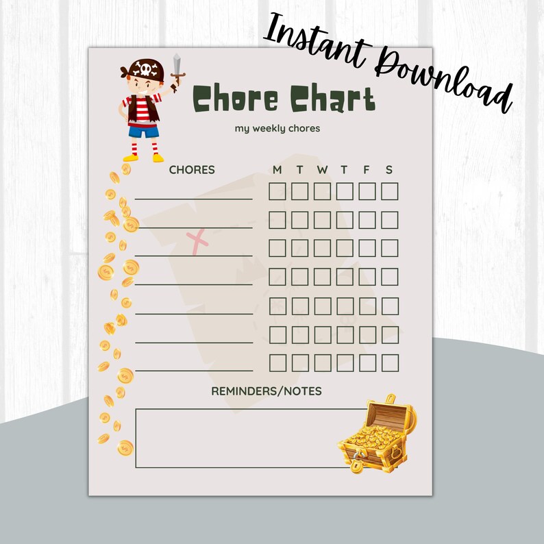 Pirate Chore Chart for Kids (digital Download) - Etsy