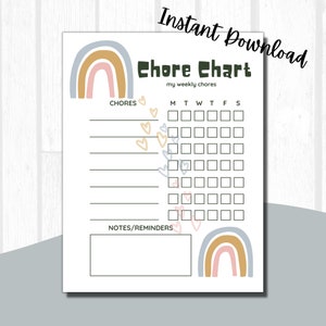 Rainbow Chore Chart for Kids: Weekly Planner (digital Download) - Etsy