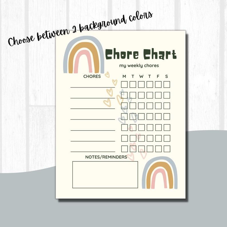 Rainbow Chore Chart for Kids: Weekly Planner (digital Download) - Etsy