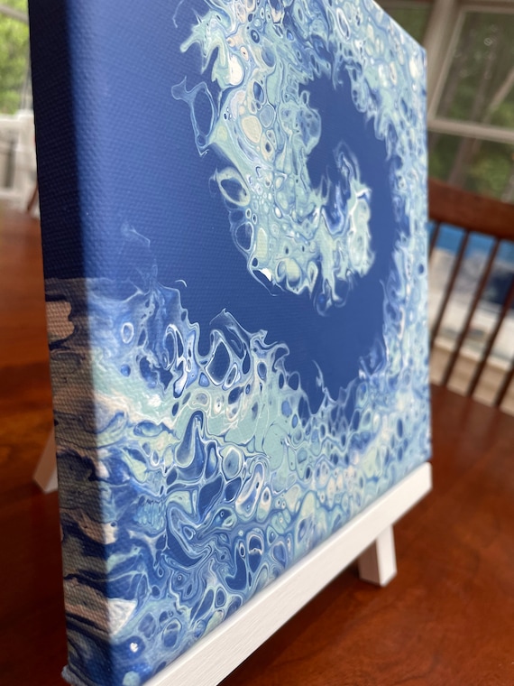 Original abstract fluid acrylic painting on canvas ocean water inspired ...