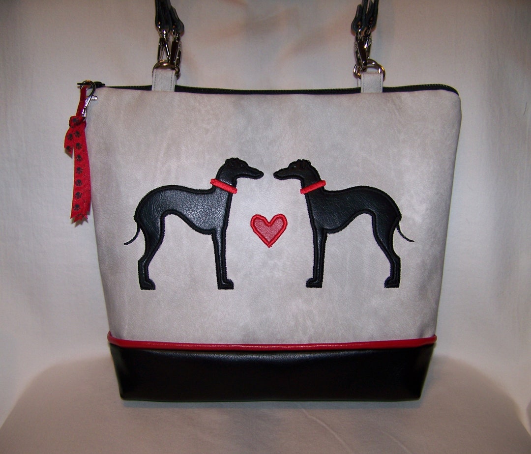 Greyhound/whippet Purse, Appliqued Double Greyhound Handbag - Purse ...
