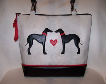 Greyhound/whippet Purse Appliqued Greyhound/whippet Handbag | Etsy