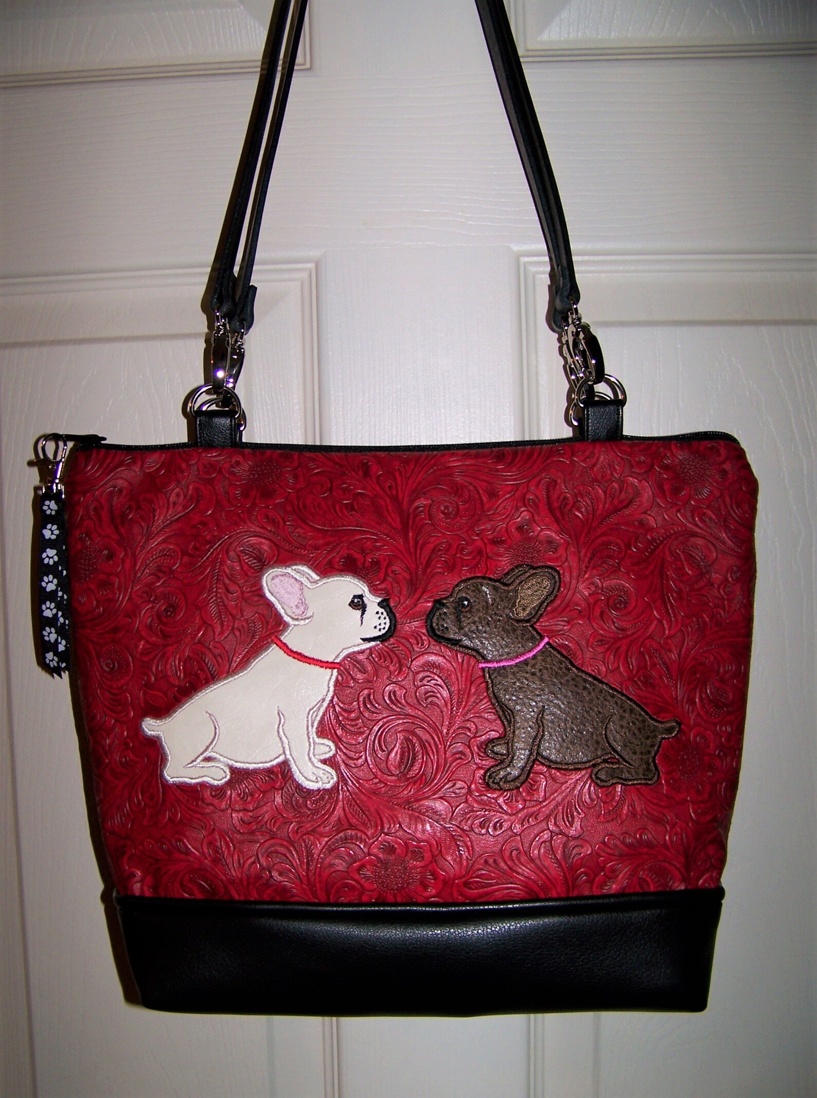 French Bulldog Purse in Red Faux Leather - Handbag - Bag - Made to ...
