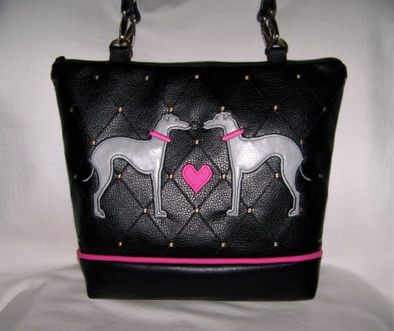 Greyhound/whippet Purse Appliqued Double Greyhound Handbag - Etsy