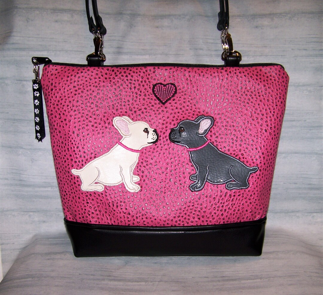 French Bulldog Purse in Pink Faux Leather - Handbag - Bag - Made to ...