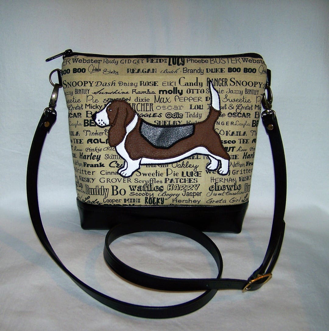 Basset Hound Cross Body Bag Made to Order - Appliqued Black Tan and ...