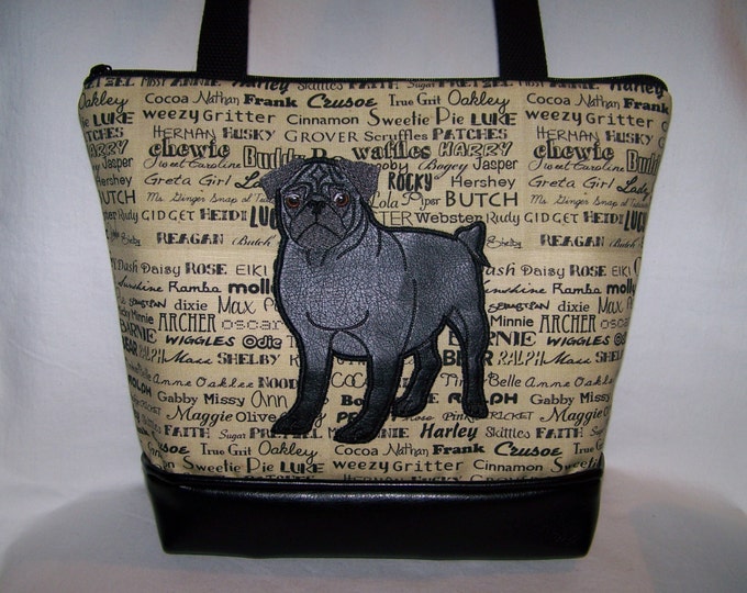 Ready to Ship Black Pug Purse in oscars Roll Call Fabric Handbag - Etsy