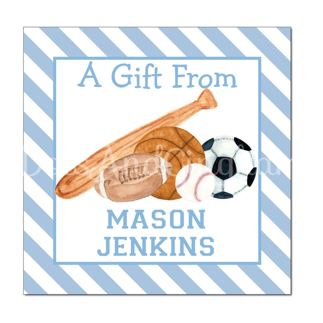 Sports Gift Tags / Printed Sports Gift Stickers / Sports Enclosure Card ...