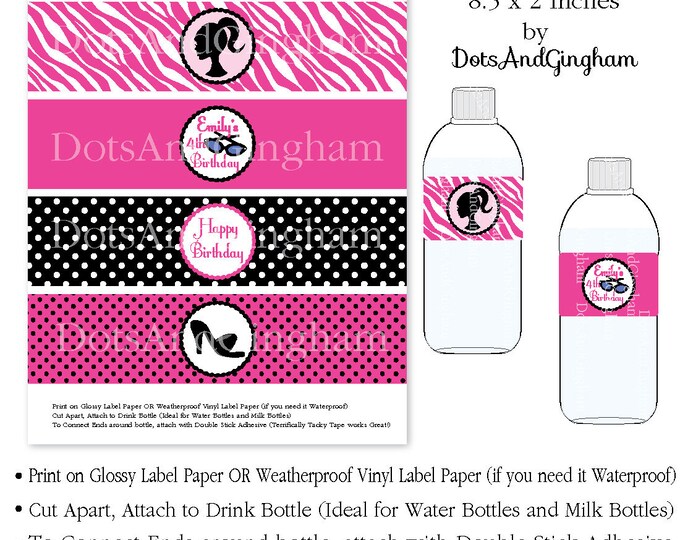 Barbie Printable Water Bottle Label Drink Wrap-barbie Printable-barbie ...