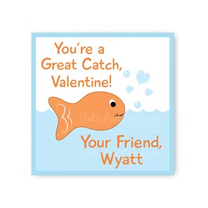 Fish Valentines Day Tag, Valentines Kids Tags, Goldfish Valentine ...