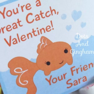Fish Valentines Day Tag, Valentines Kids Tags, Goldfish Valentine ...