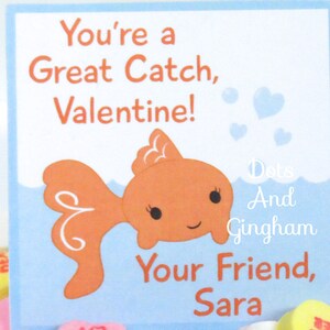Fish Valentines Day Tag, Valentines Kids Tags, Goldfish Valentine ...