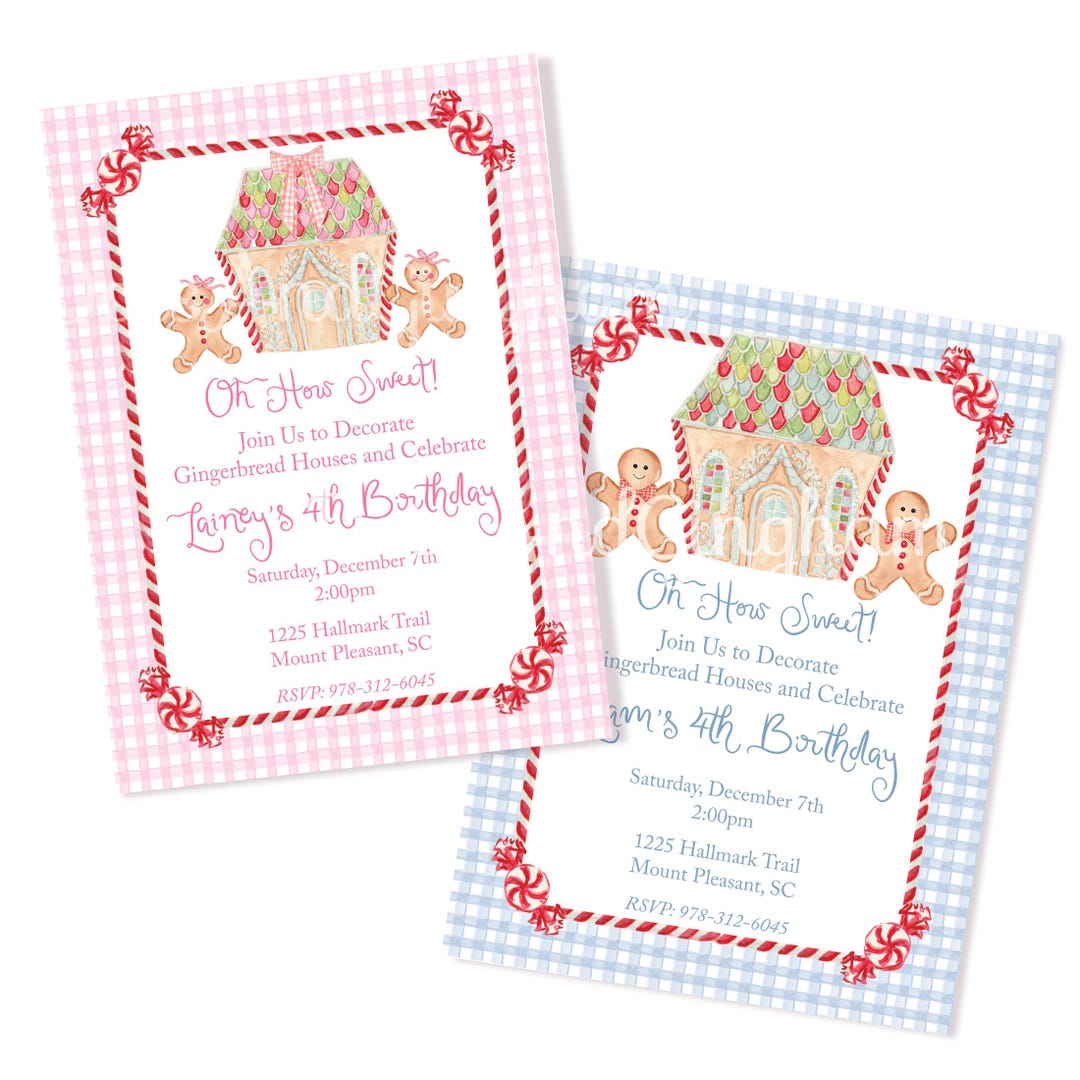 Gingerbread House Invitation, Christmas Gingerbread Party Invitation - Etsy