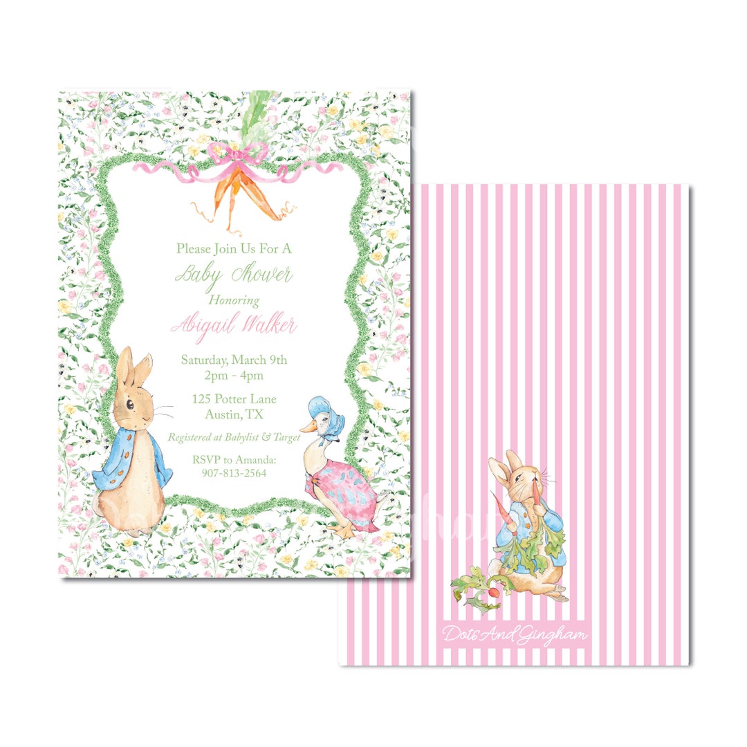 Watercolor Peter Rabbit Baby Shower Invitation, Peter Rabbit Invitation ...
