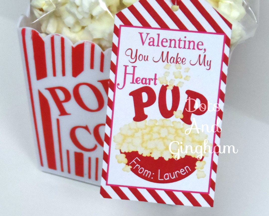 Valentine Popcorn Tag, Popcorn Valentine Tag, Printable Valentines Kids ...